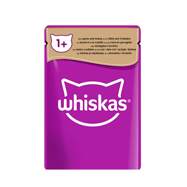 خرید پوچ گربه با گوشت شکاری و بوقلمون ژله ای ویسکاس Whiskas Game - پناهگاه